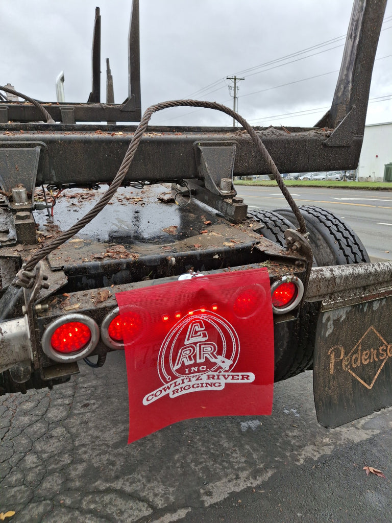 18″ RED MESH FLAG ON WIRE W/LOOP CRR LOGO – Cowlitz River Rigging